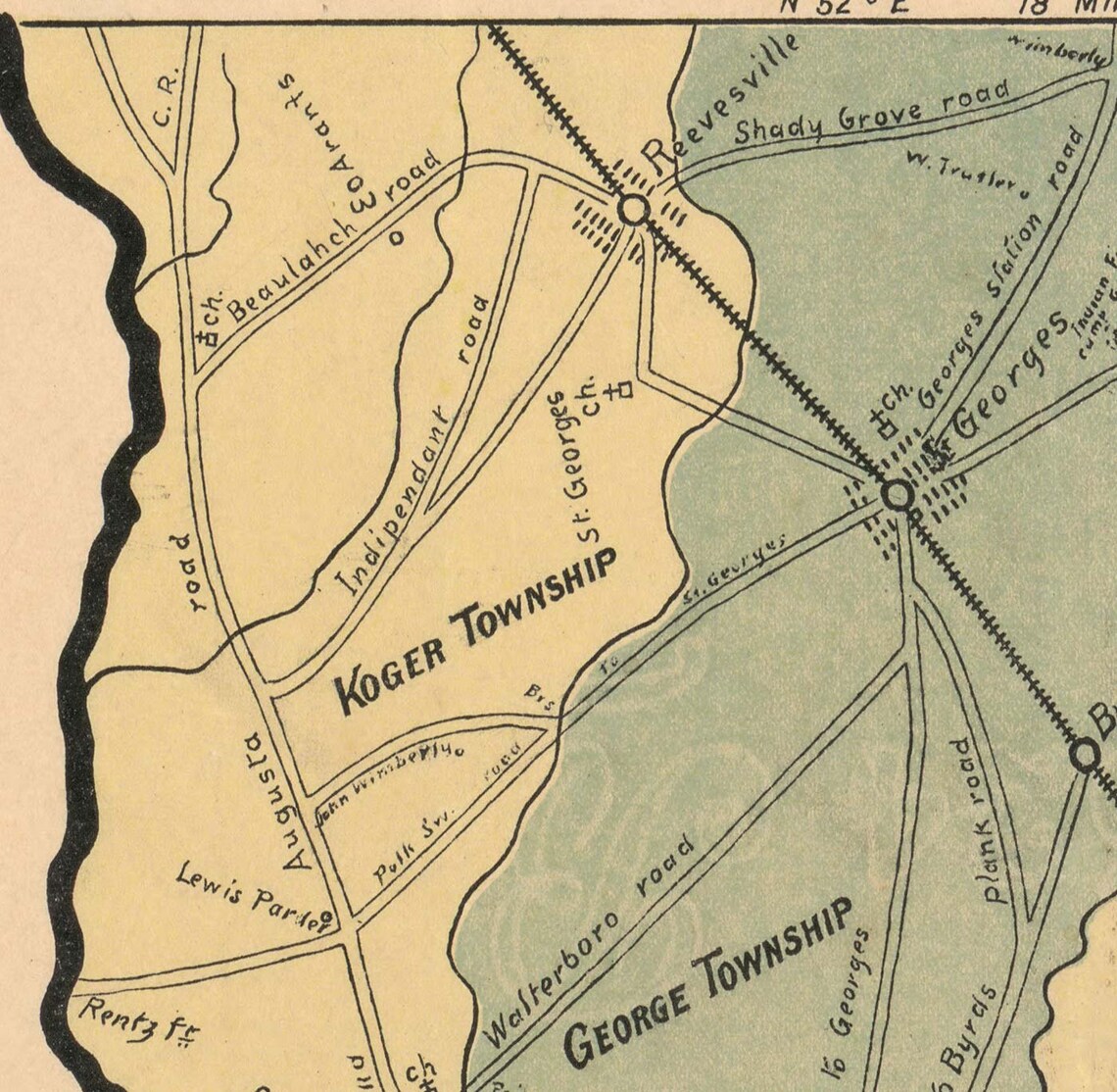 Dorchester County South Carolina 1900 - Old Wall Map With Homeowner ...