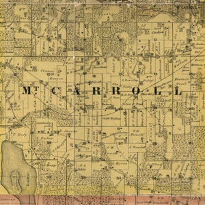 Carroll County Illinois 1869- Old Wall Map Reprint With Homeowner Names ...