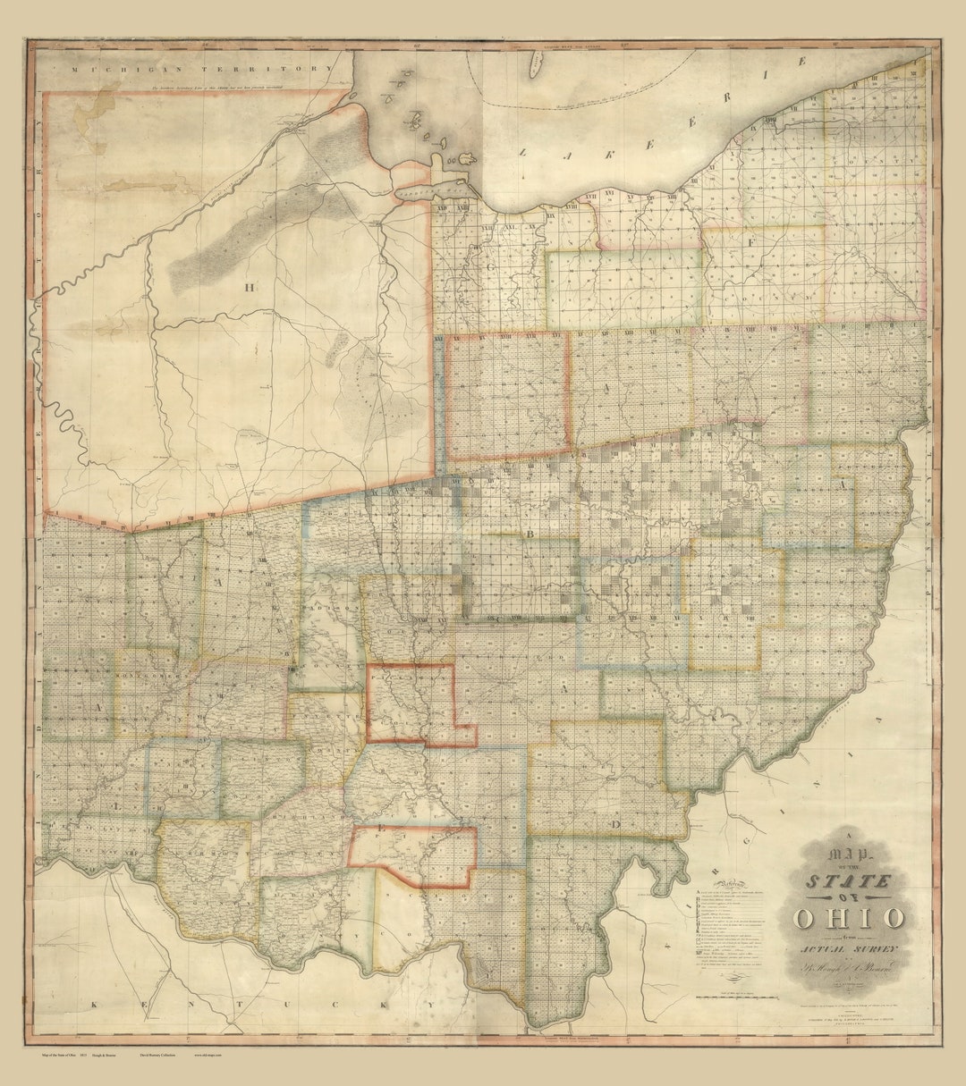 Ohio 1815 - State Map by Bourne - Reprint - Etsy