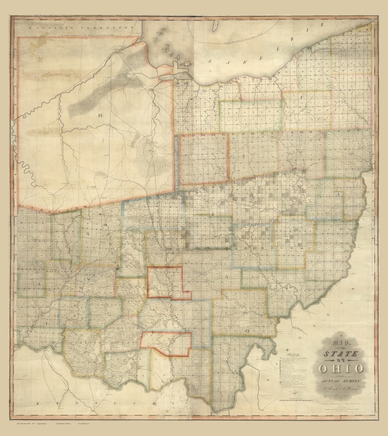 Ohio 1815 - State Map by Bourne - Reprint - Etsy