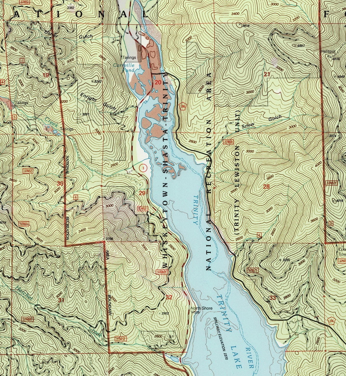 Trinity Lake 1998 Old Topographic Map USGS Custom Composite - Etsy
