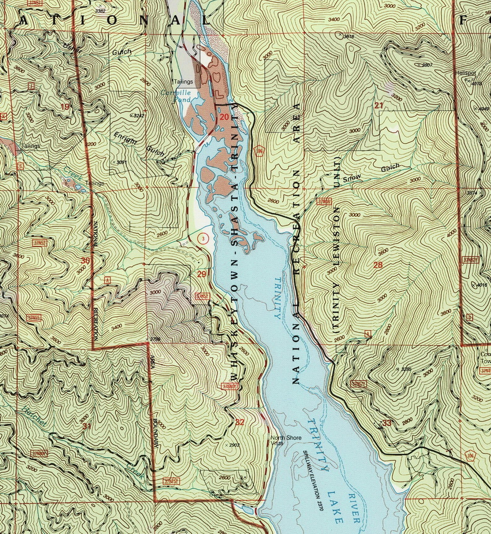 Trinity Lake 1998 Old Topographic Map USGS Custom Composite - Etsy
