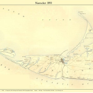 Nantucket 1893 USGS Old Topographical Map Massachusetts - Custom ...