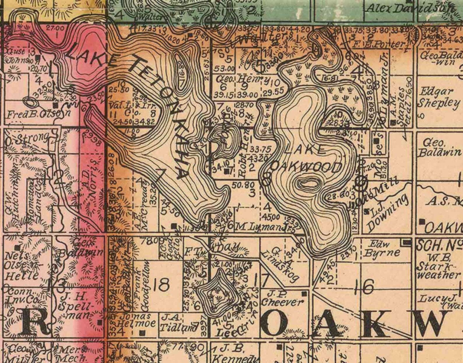 Brookings County South Dakota 1897 - Old Wall Map With Landowner Names ...