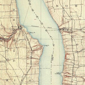 Seneca Lake - 1902 USGS Old Topographical Map Custom Composite Reprint ...
