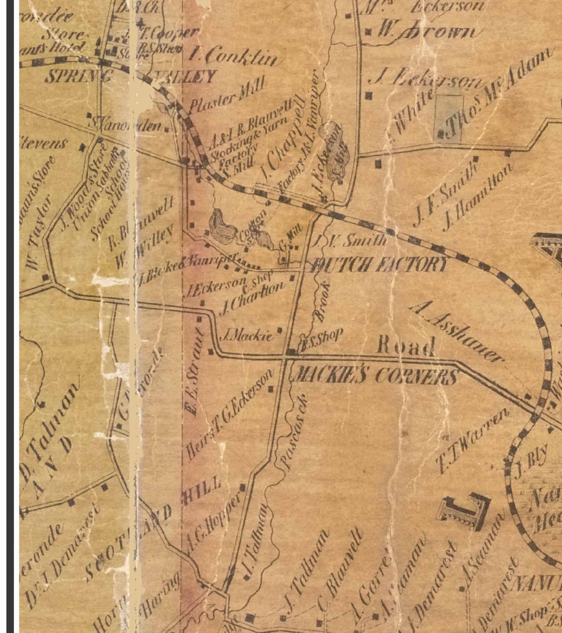 Clarkstown 1854 Old Map Homeowner Names New City Congers Rockland Lake ...