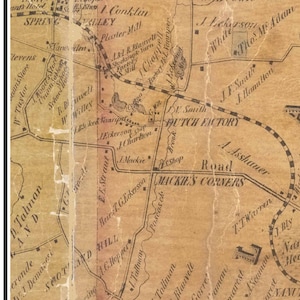 Clarkstown 1854 Old Map Homeowner Names New City Congers Rockland Lake ...