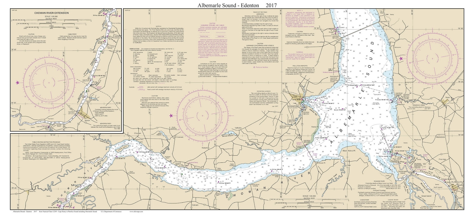 Albemarle Sound Edenton 2017 Map Nautical Chart North Carolina Reprint ...
