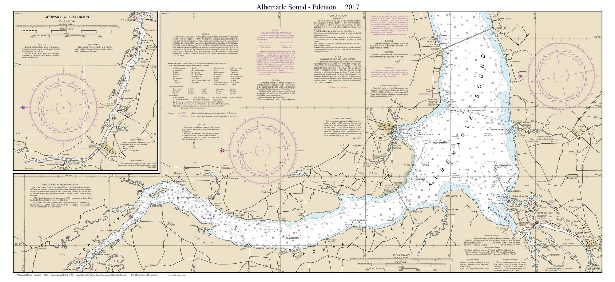 Albemarle Sound Edenton 2017 Map Nautical Chart North Carolina Reprint ...