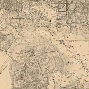 Head of the Bay to Magothy River - 1899 Nautical Map #6 Reprint ...