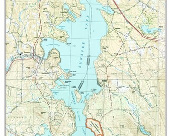 Lake Sunapee Map - Etsy