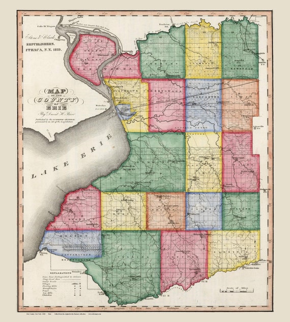 Editable Erie County Map Illustrator Pdf Digital Vector Maps