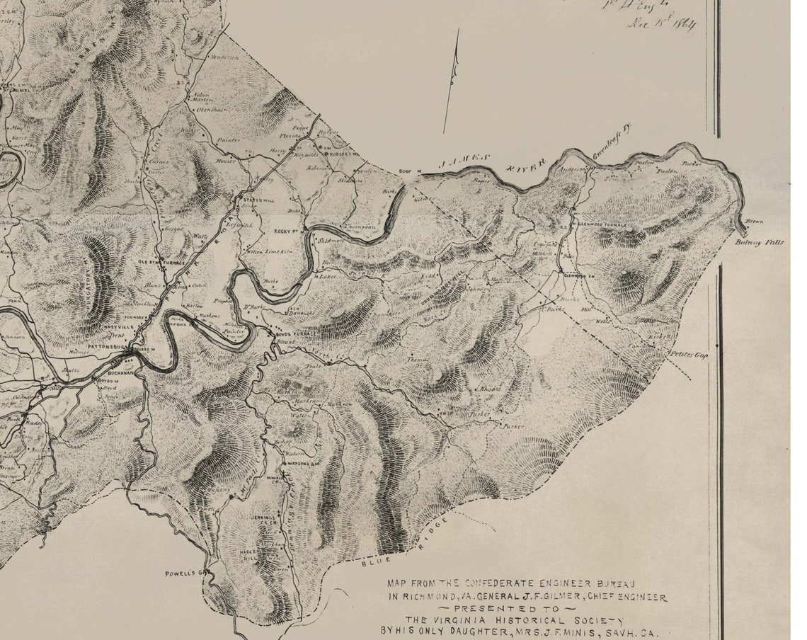 Botetourt County Virginia 1864 - Old Wall Map With Homeowner Names ...