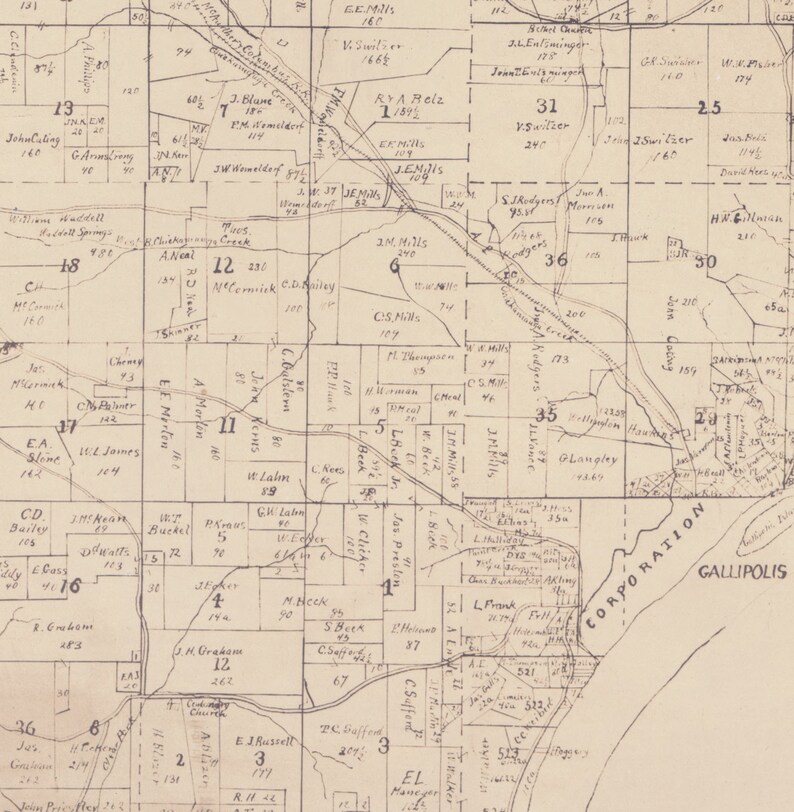 Gallia and Meigs County Ohio 1885 Old Wall Map Oil Field - Etsy
