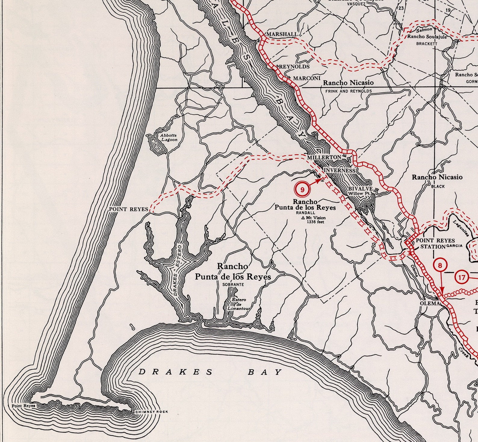 Marin County 1935 Highway Map 85 Years Ago Old Wall Map - Etsy