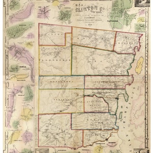 Clinton County New York 1856 - Old Wall Map Reprint With Homeowner ...
