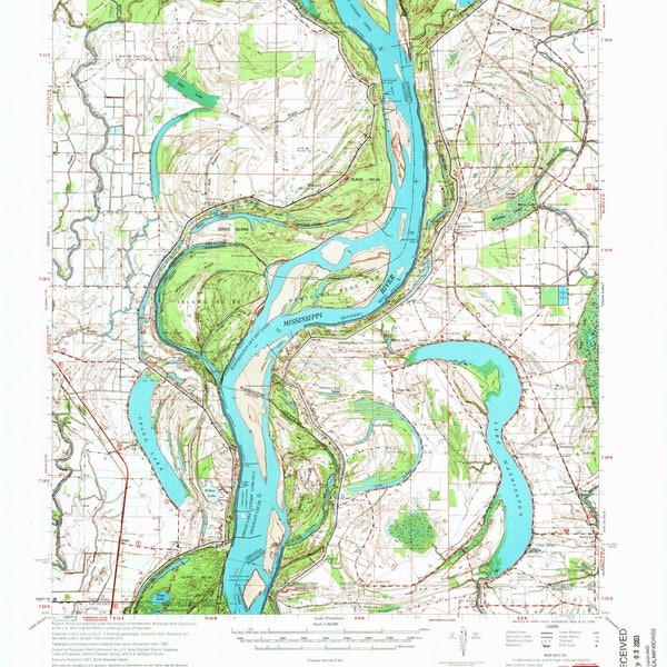 Mississippi River Topographic Map - Etsy