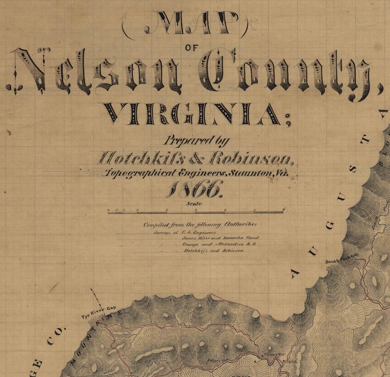 Nelson County Virginia 1866 - Old Wall Map With Homeowners Names ...