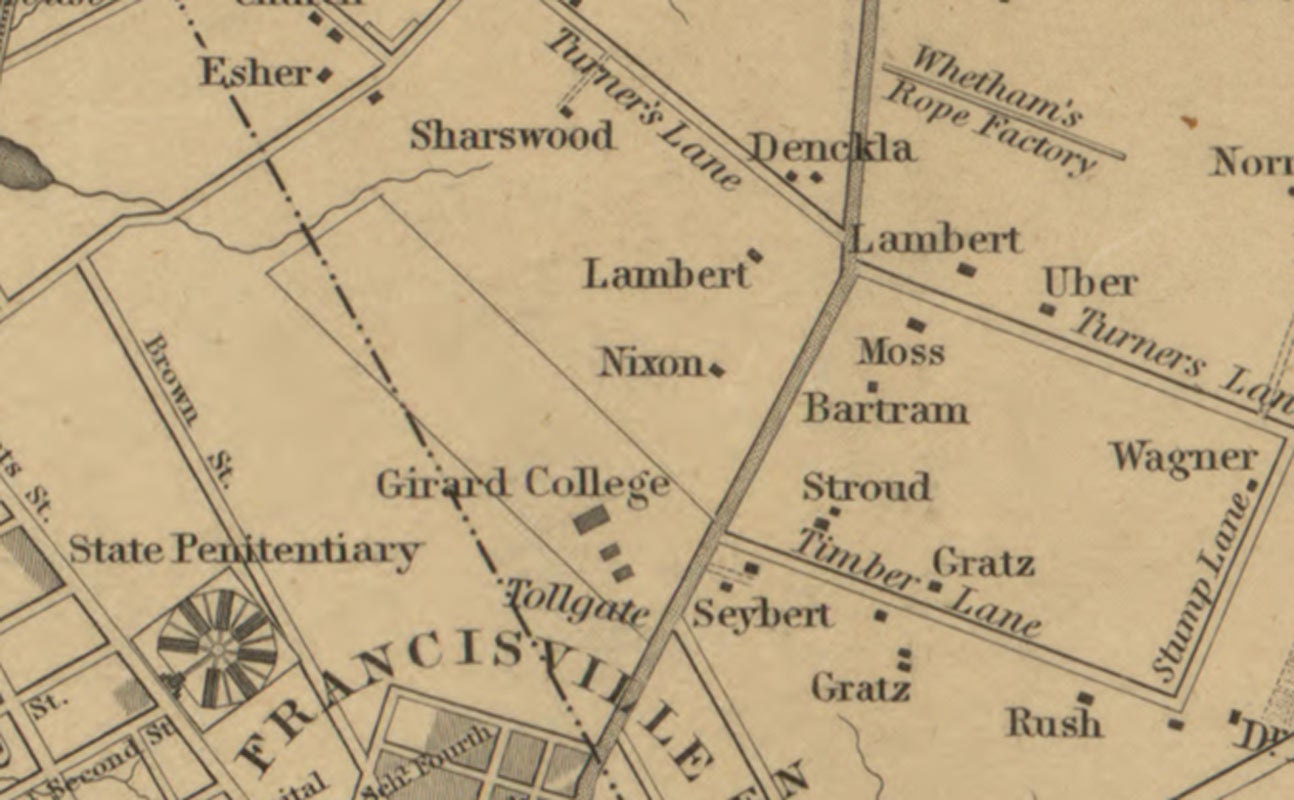 Philadelphia County PA 1843 Old Wall Map Homeowner Names - Etsy