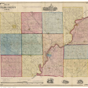 Butler County Ohio 1855 - Old Wall Map Reprint With Homeowner Names ...