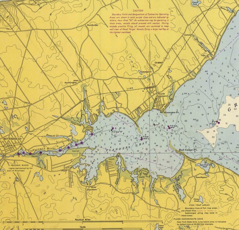 Shelter Island Sound & Peconic Bays NY 1952 Nautical Map - Reprint ...