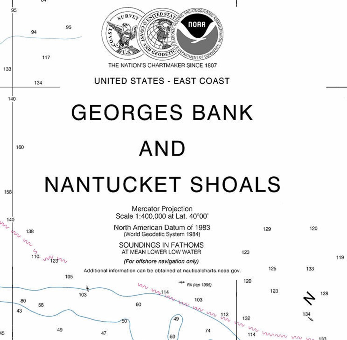 Georges Bank and Nantucket Shoals 2012 Nautical Map Reprint | Etsy