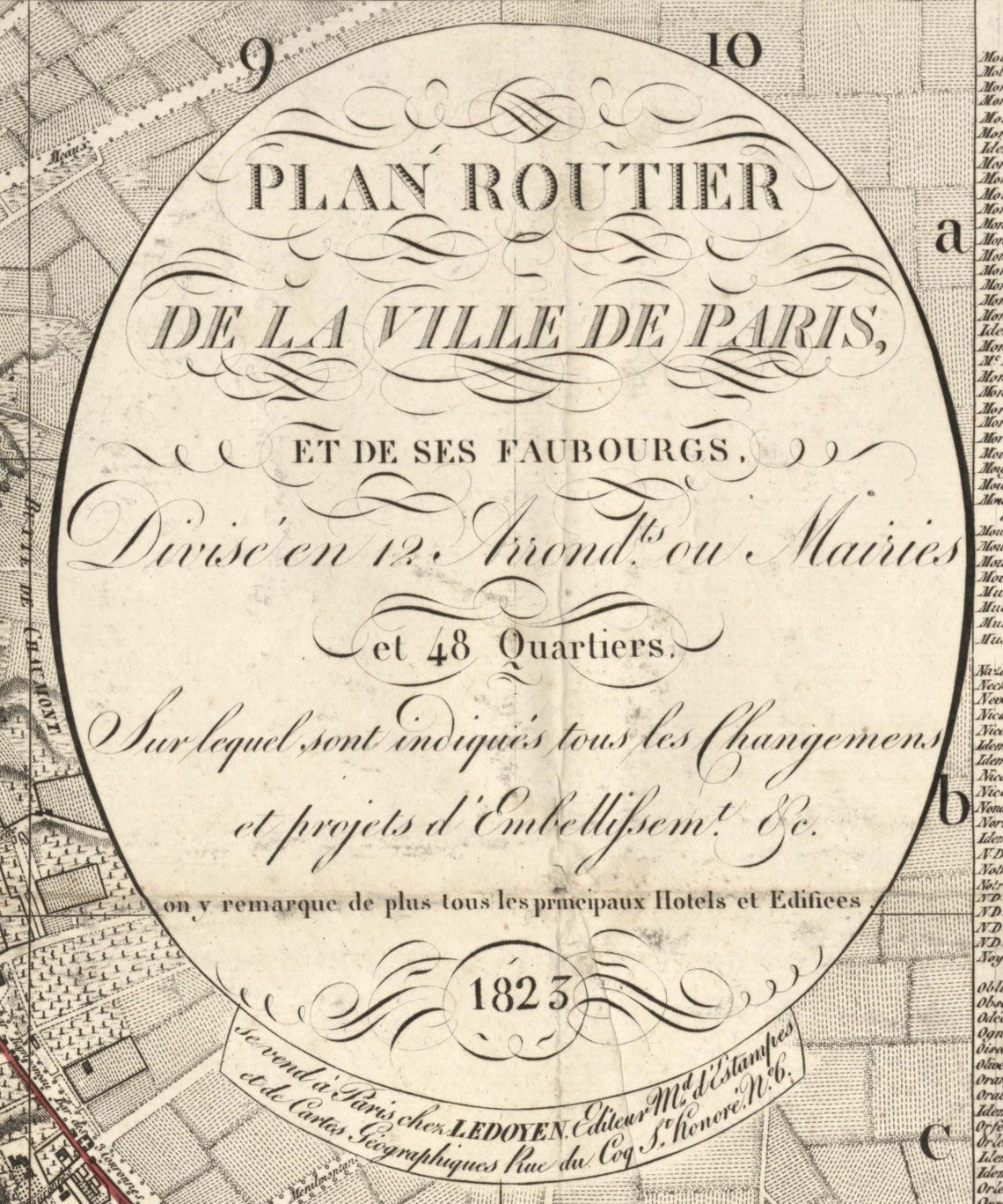 Old Map of Paris 1823 France -- Shows Municipal Divisions and Suburbs ...