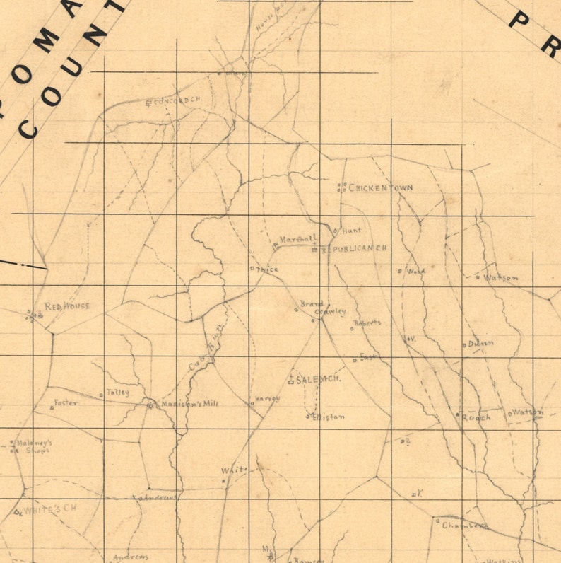 Charlotte County Virginia 1860x Old Wall Map With Homeowner | Etsy