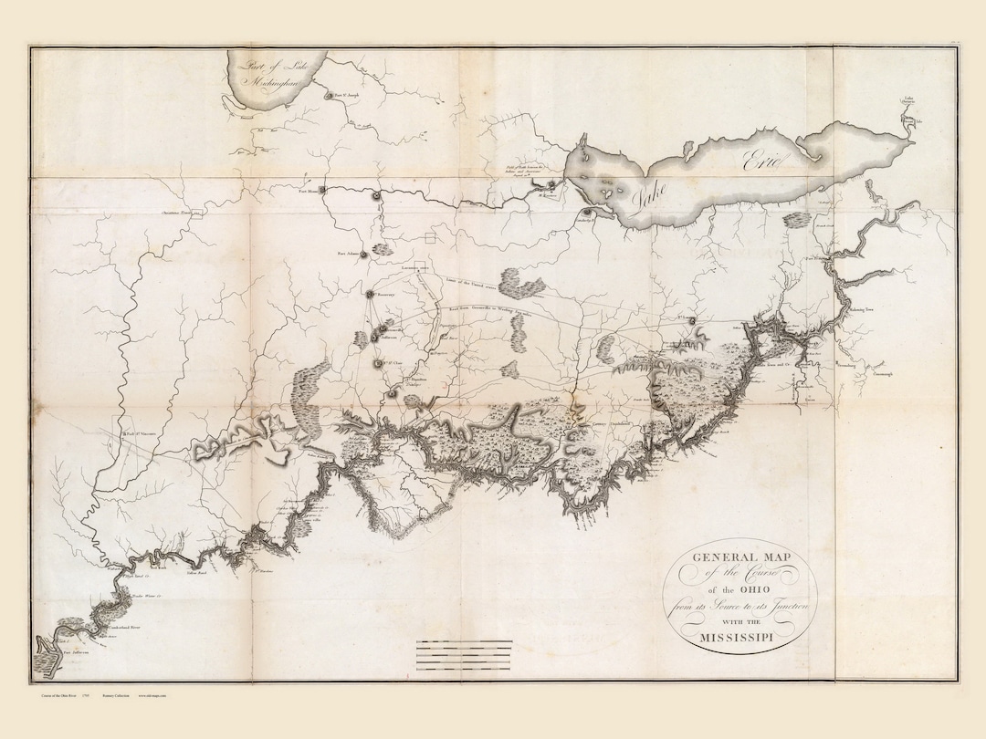 Ohio 1795 - Course of the Ohio River - Map by Tardieu - State Reprint ...