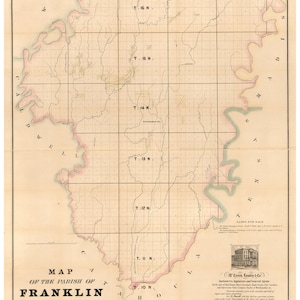 Franklin Parish Louisiana 1860 - Old County Wall Map With Farm Lines ...