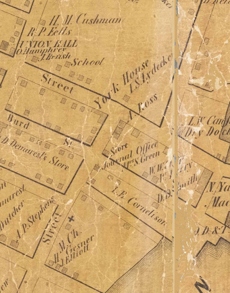 Nyack Village 1854 Old Map Homeowner Names - Genealogy - Rockland ...