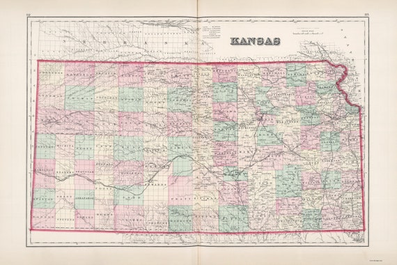 Kansas 1878 Old Map O.W. Gray State Map USA Atlas | Etsy