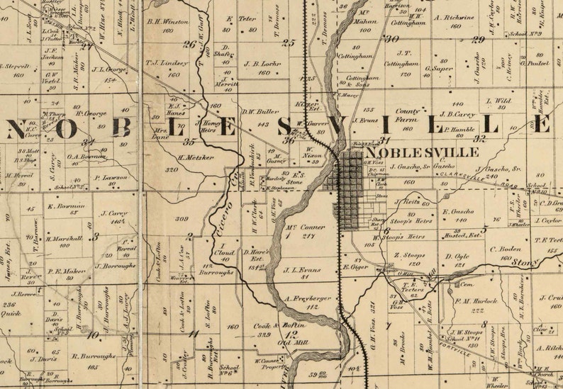 Hamilton County Indiana 1866 Old Wall Map Reprint With - Etsy