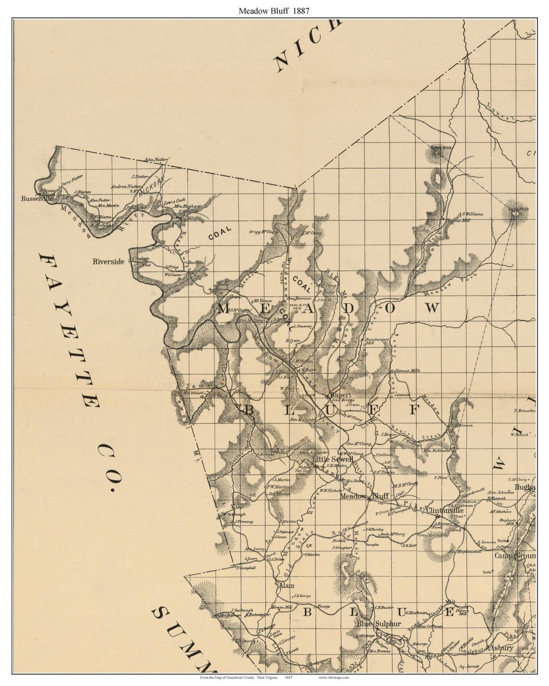 Meadow Bluff 1887 - Old Town Map With Homeowner Names - Rupert Little ...