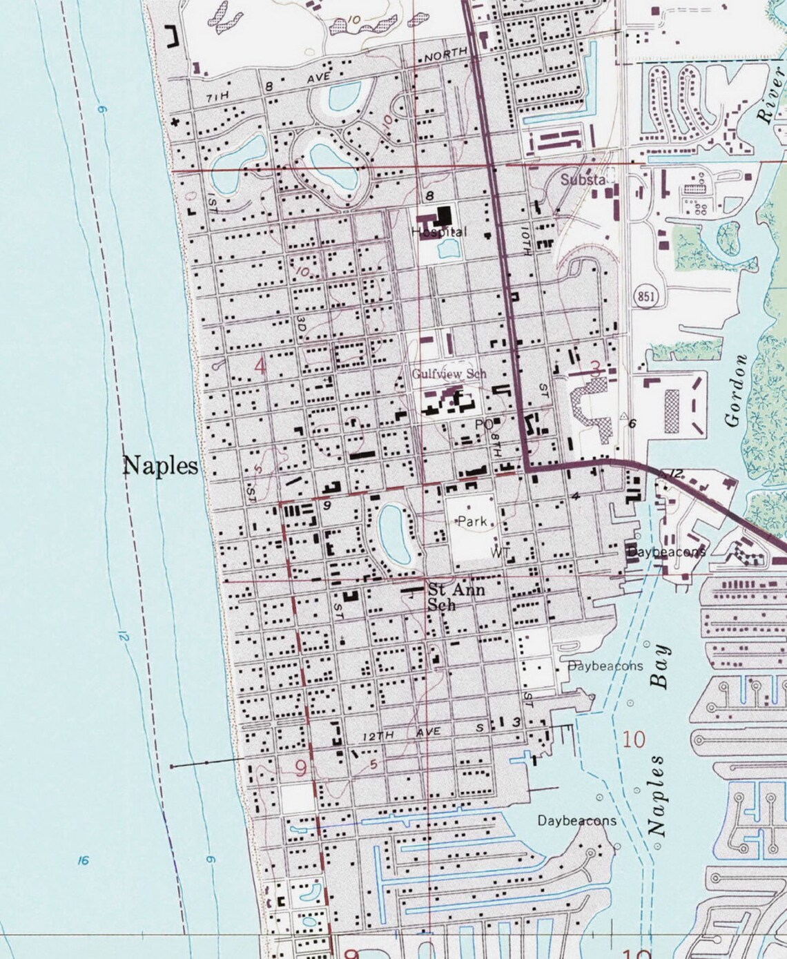 Naples Florida 1988 Old Topo Map A Composite made from 6 - Etsy.de