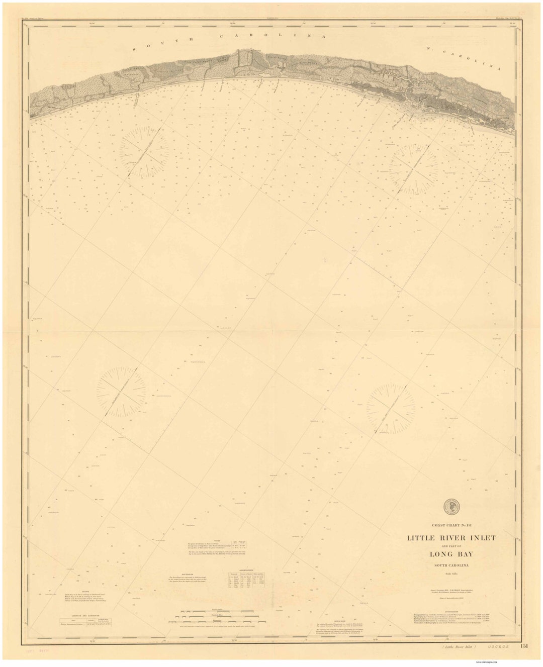 Little River Inlet and Part of Long Bay -1888 South Carolina - Nautical ...
