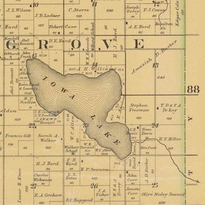 Hamilton County Iowa 1883 Old Wall Map With Landowner Names Farm Lines ...