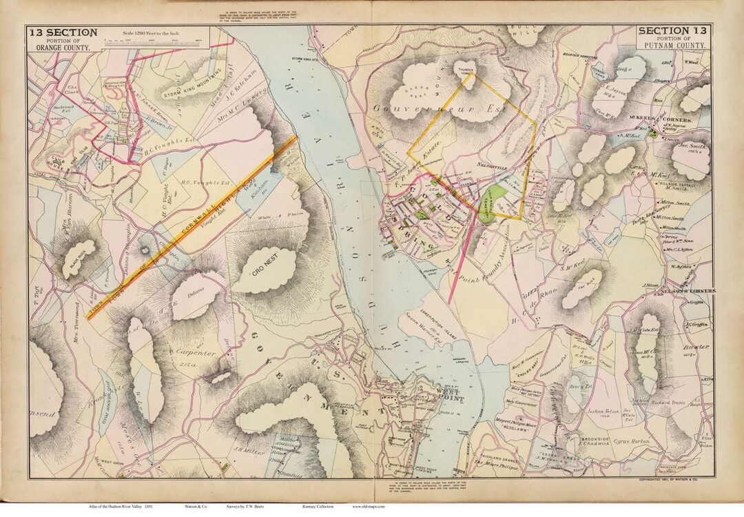 West Point Cold Spring 1891 Map Reprint Hudson Valley New York Atlas - Etsy