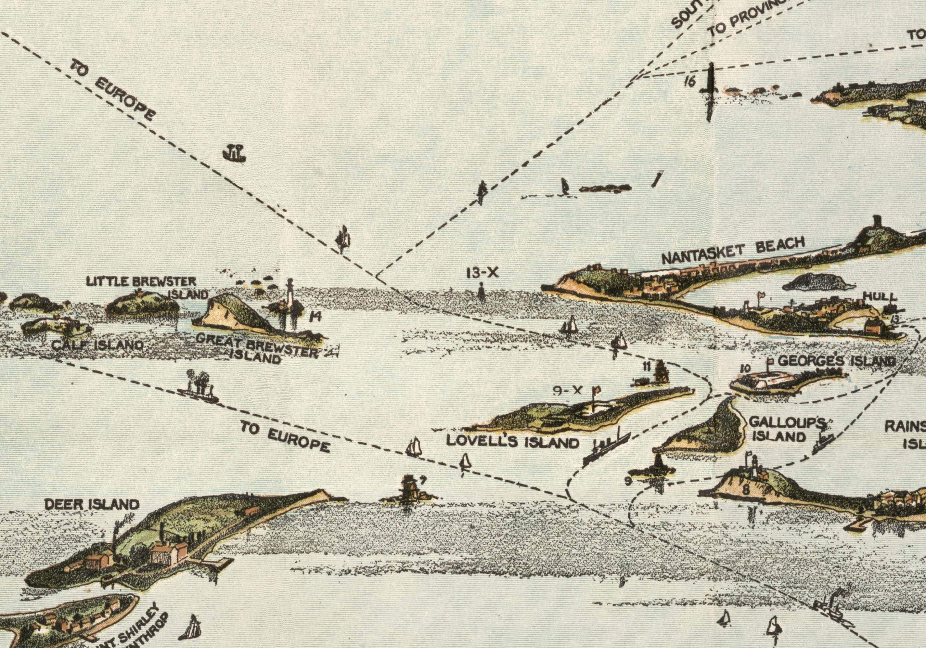 Boston - 1920 Boston Harbor Bird's Eye View - Union News Co. - Etsy