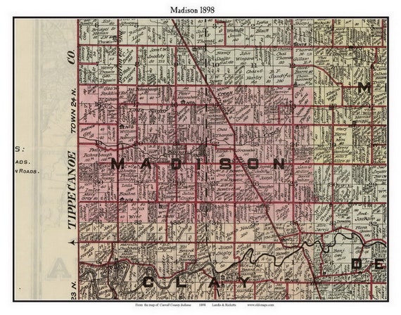 Madison 1898 Old Town Map with Homeowner Names Indiana Radnor | Etsy