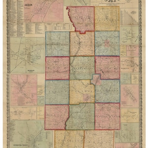 Summit County Ohio 1856 - Old Wall Map Reprint With Homeowner Names ...