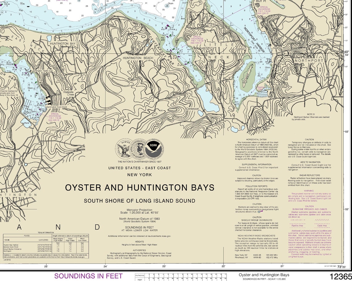 Oyster & Huntington Bays, NY 2014 Nautical Map - South Shore of Long ...