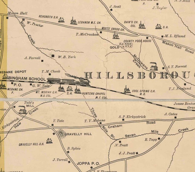 Orange County North Carolina 1891 Old Wall Map With | Etsy