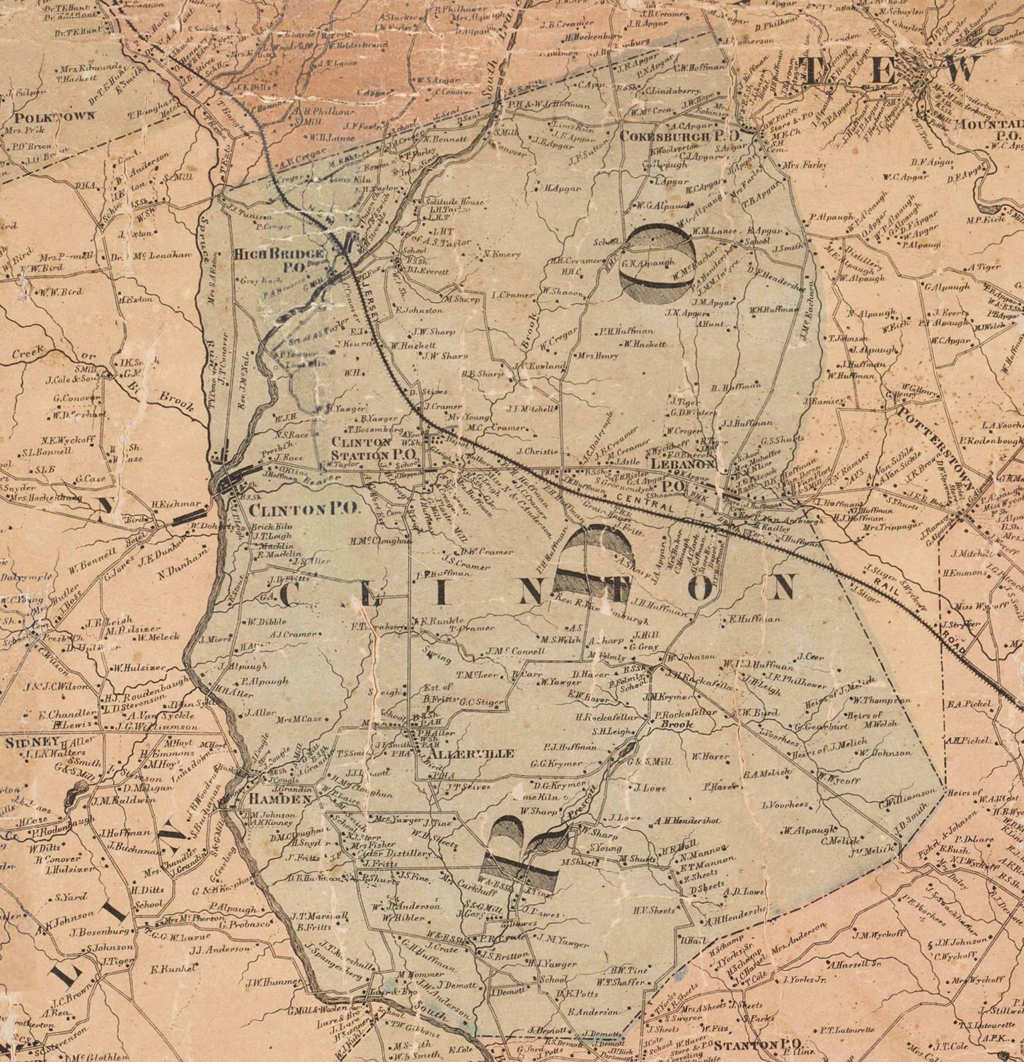 Hunterdon County New Jersey 1860 - Wall Map Custom Reprint With ...