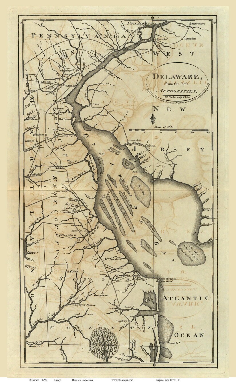 Delaware State Map 1795 Old Map Reprint - Etsy