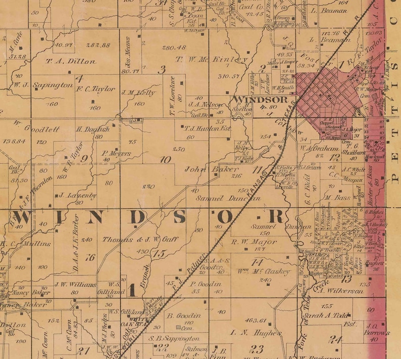 Henry County Missouri 1877 - Old Wall Map With Landowner & Homeowner Names - Reprint - Farm ...