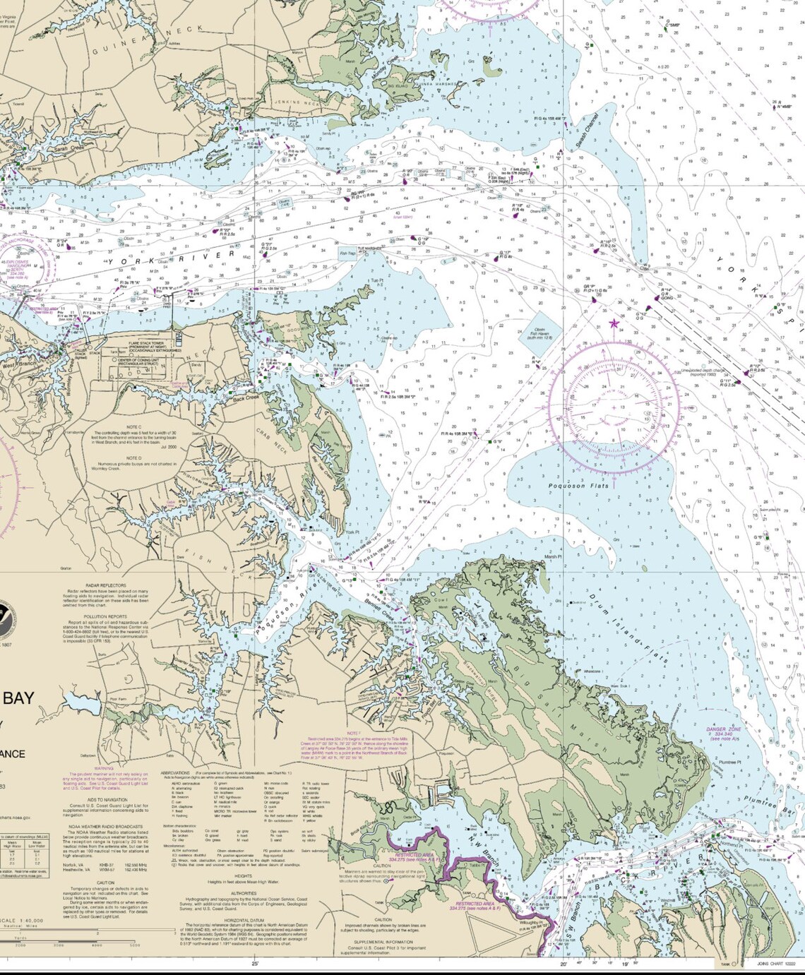 York River Entrance and Mobjack Bay 2014 Nautical Map - Etsy