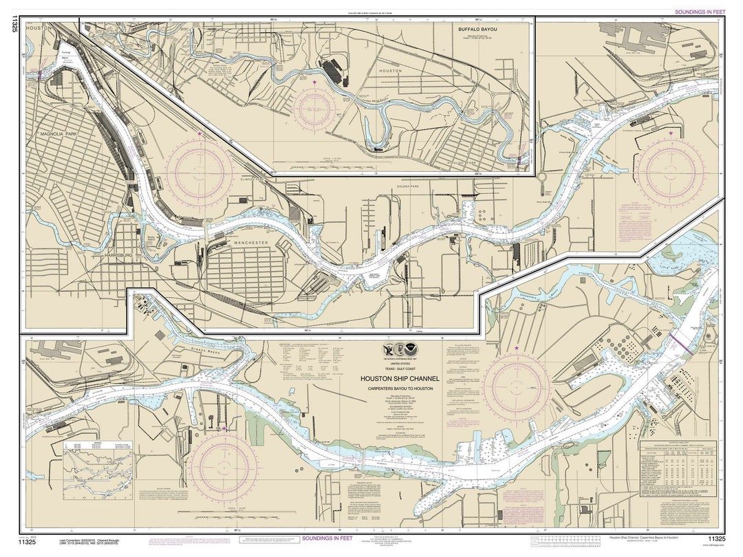 Houston Ship Channel -- Carpenter Bayou to Houston - 2015 Nautical Map ...