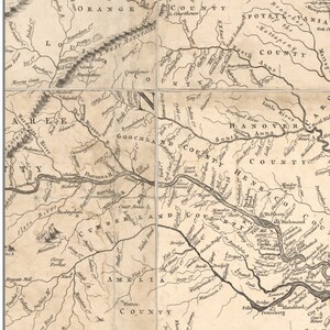 Virginia Tidewater Region 1755 Plantation Names Custom State Map Fry ...