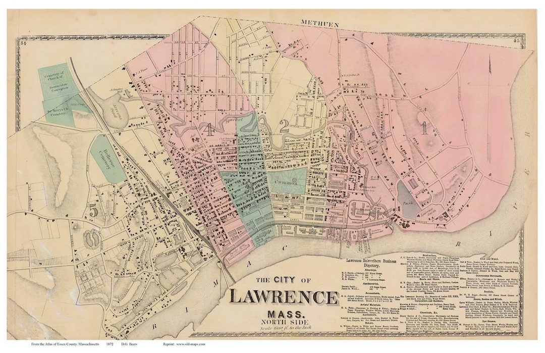 Lawrence (north) 1872 - Old Town Map Reprint - Essex County ...